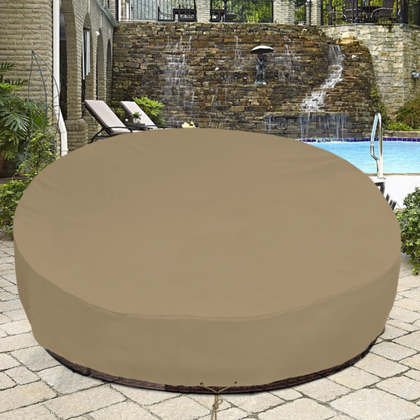 SunPatio Round Daybed Cover 88 Inch, Taupe - SunPatio