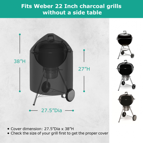 SunPatio 7150 BBQ Grill Cover for Weber 22 Inch Charcoal Kettle Grills ...