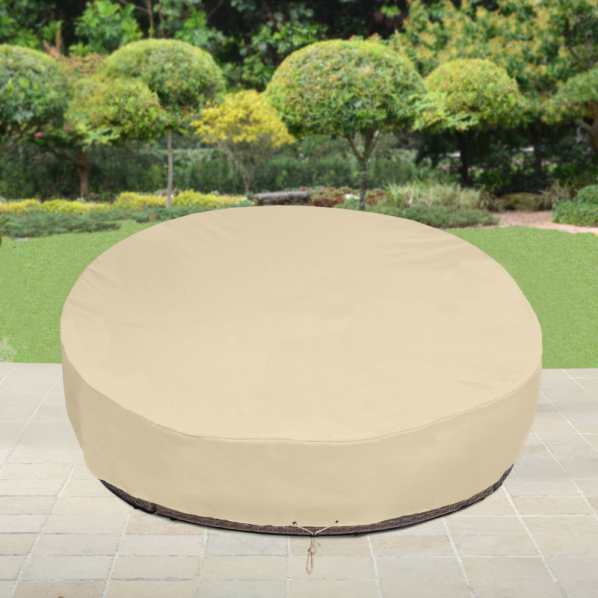 SunPatio Round Daybed Cover 75 Inch, Beige - SunPatio